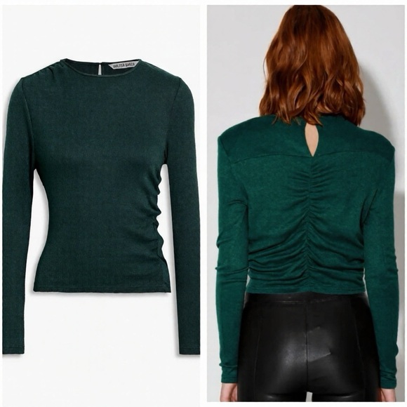 Walter Baker | Tops | Walter Baker Gavie Deep Green Ruched Long Sleeve ...